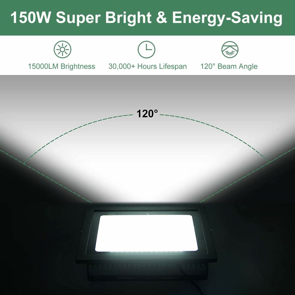SecuBright 150W LED, 10K Lumens Super Bright Outdoor Flood Lights ...