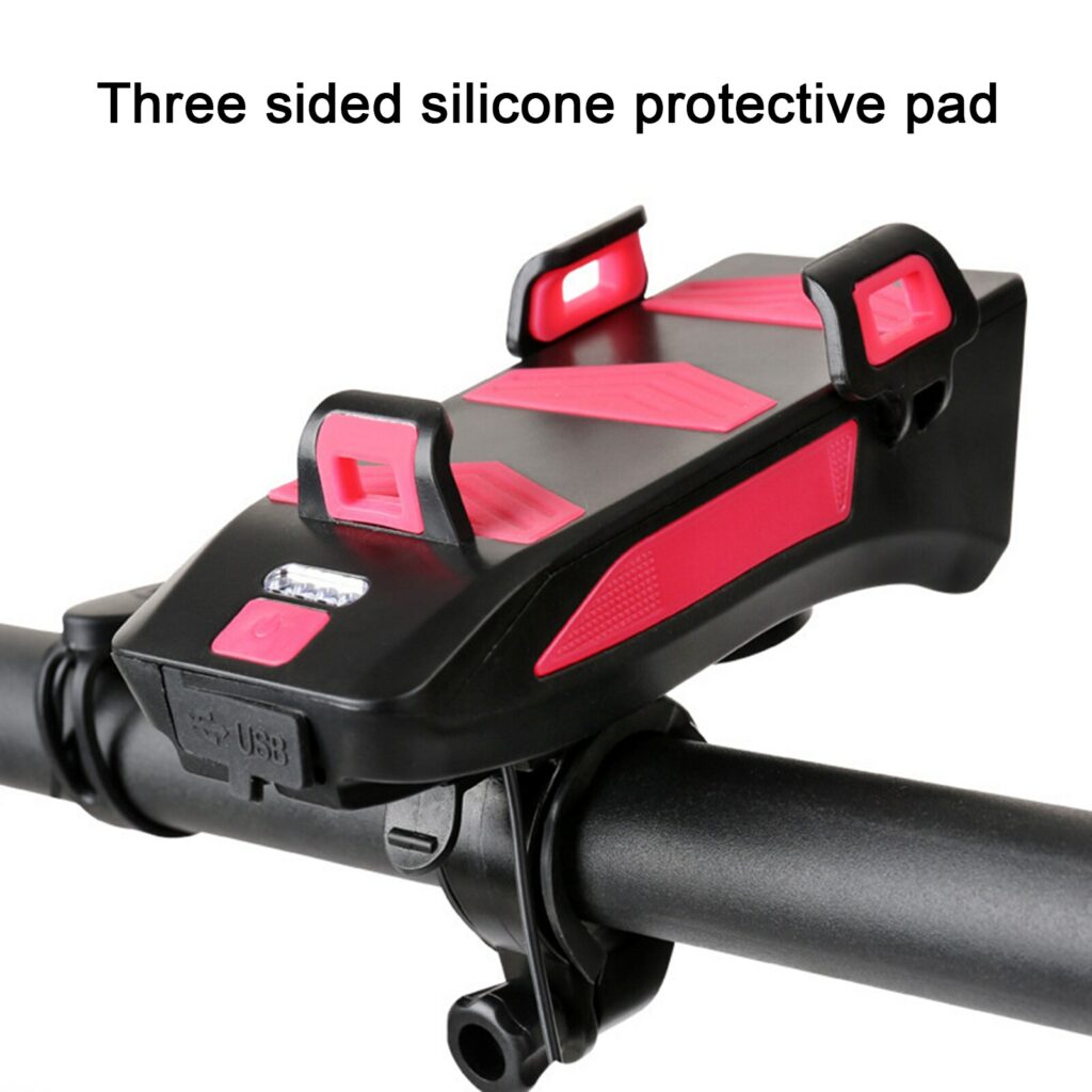 H2Light 4-in-1 Bike Lights with Phone Rack Holder and Alarm Bell ...