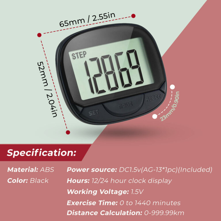 SteppyFit Multi-Functional Portable Step Counter and 3D Pedometer with Clip for Fitness Tracker ...