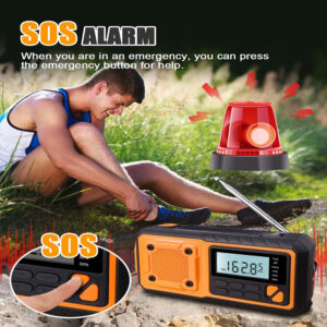 SecureWave Solar Powered and Hand Crank Emergency Radio with 4000mAh Power Bank, AM/FM/WB/NOAA ...